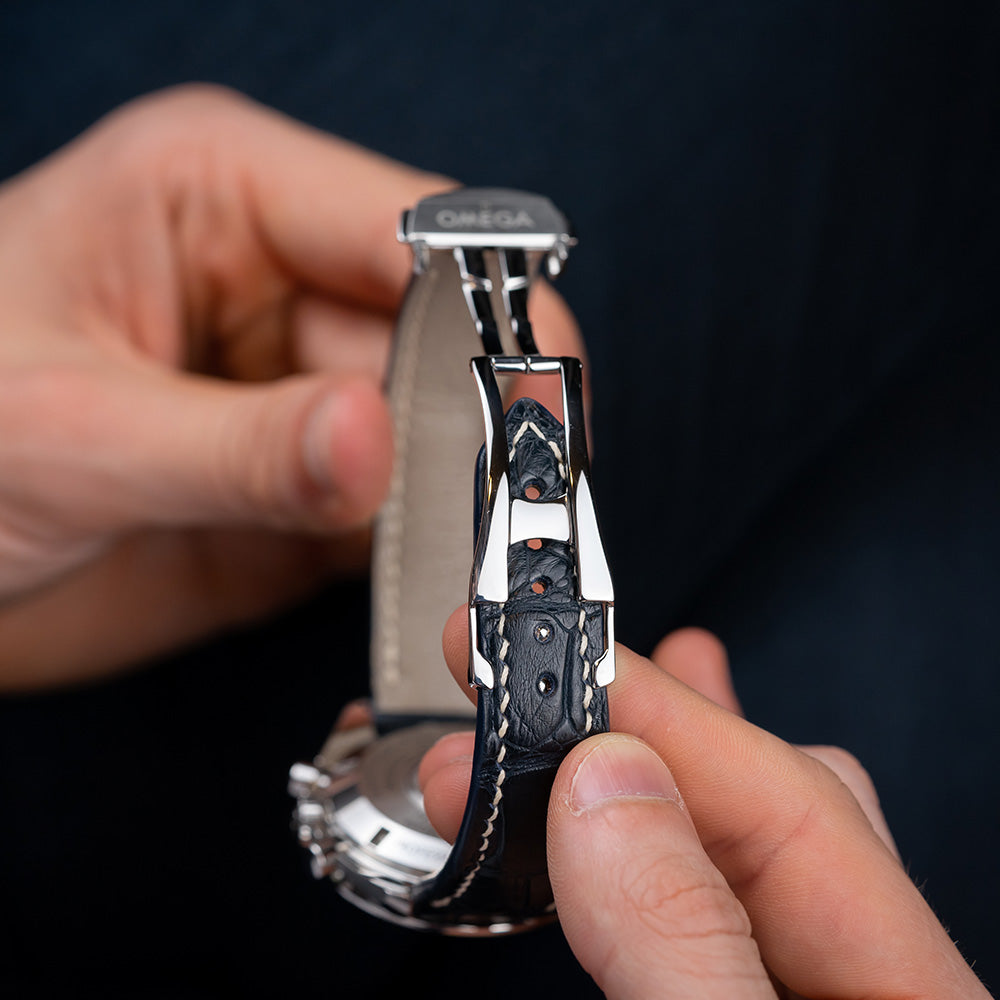 Alligator Omega-Style Deployant Watch Strap | Genteel Handmade